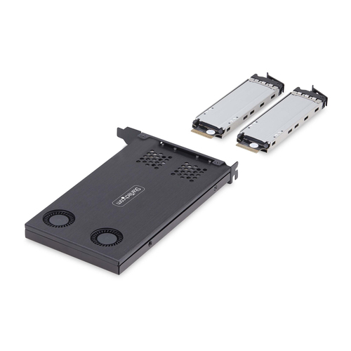 StarTech.com Dual-Bay M.2 NVMe SSD to PCIe x8 Removable Mobile Rack; Bifurcation Required; Tool ...