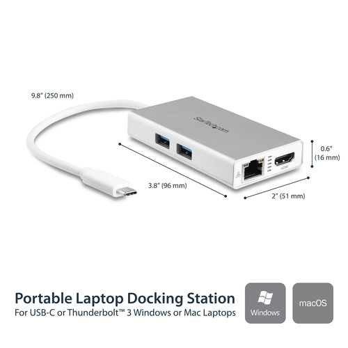 StarTech.com USB-C Multiport Adapter - USB-C Travel Docking Station w ...
