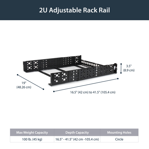 StarTech.com 2U Fixed 19" Adjustable Depth Universal Server Rack Rails ...